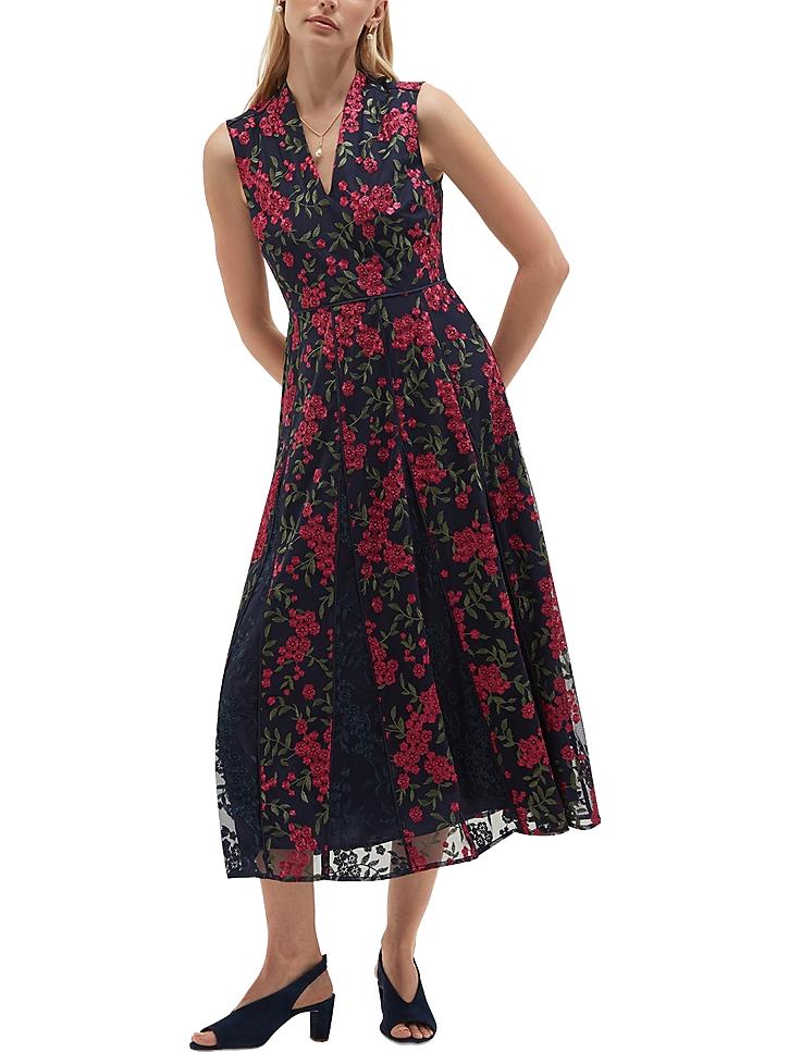 HOBBS LONDON Hobbs London Quin Embroidered V-Neck Dress
